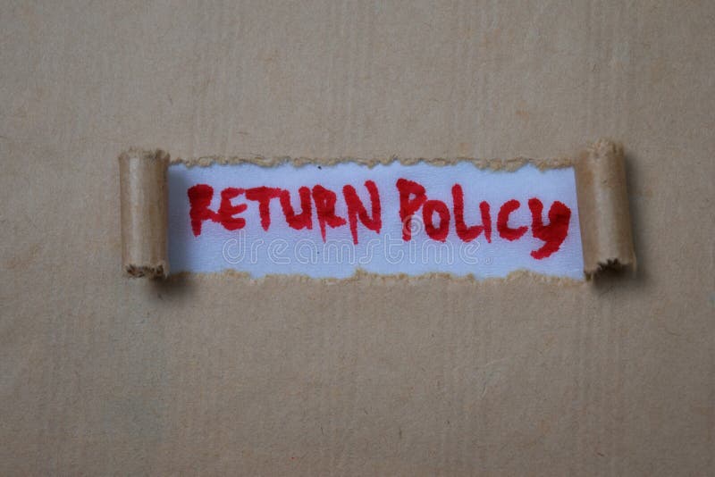 RETURN POLICY Text on Notebook with Office Supplies on White Background ...