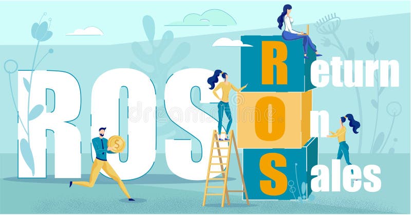 Return on Sales Acronym and Business People Poster Stock Illustration ...