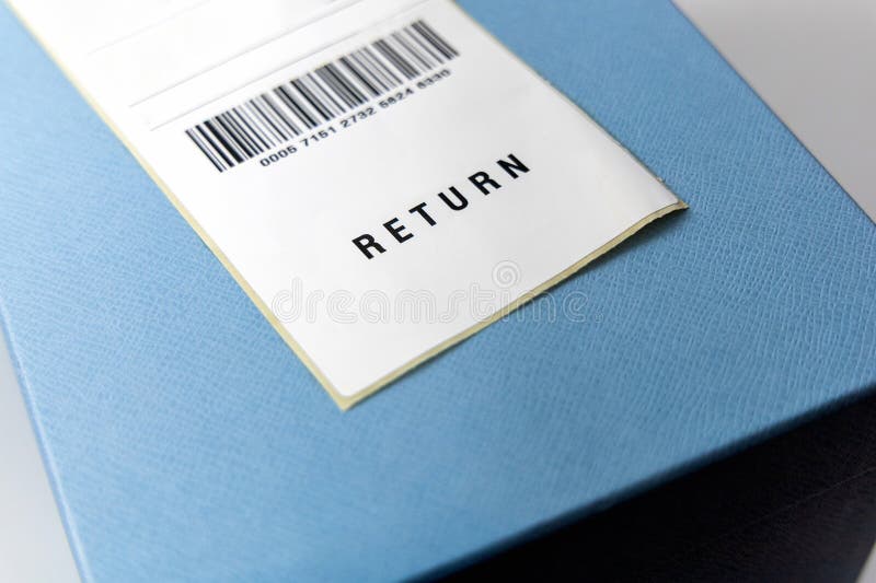 Return Shipping Label on the Blue Box. Close-up Stock Image - Image of retail, business: 393127237