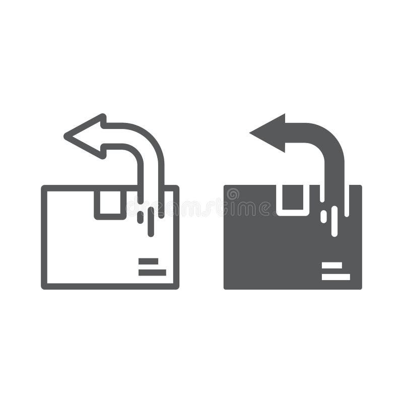 Return Shipping Line and Glyph Icon, Logistic and Delivery, Package Box ...