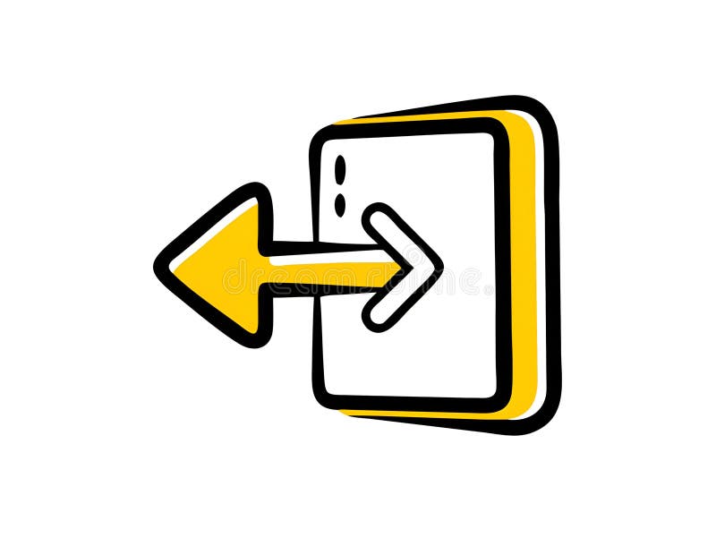 Returning Arrow Graphic Exit Icon in Yellow and Black Stock ...