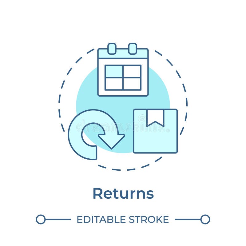 Returns Soft Blue Concept Icon Stock Illustration - Illustration of ...