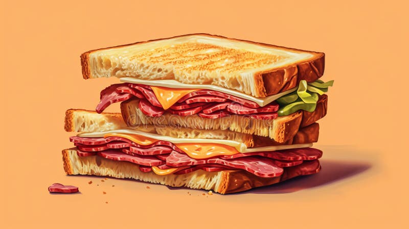 Reuben Sandwich Illustration. Generative AI. Stock Illustration ...