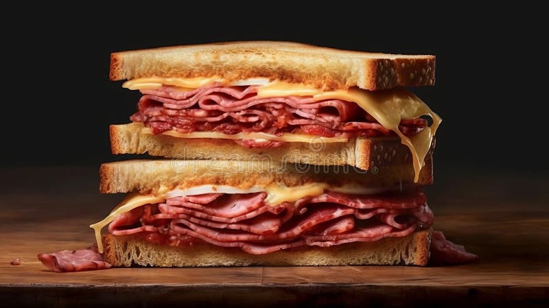 Reuben Sandwich Illustration. Generative AI. Stock Illustration - Illustration of toast, corned ...