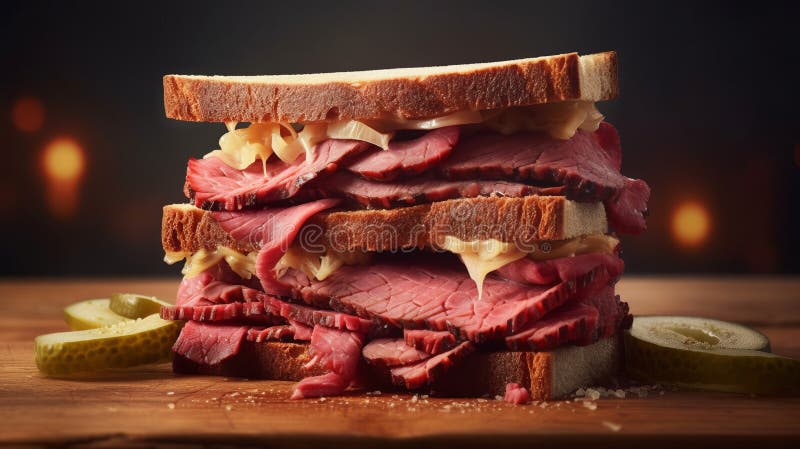 Reuben Sandwich Illustration. Generative AI. Stock Illustration - Illustration of snack, food ...