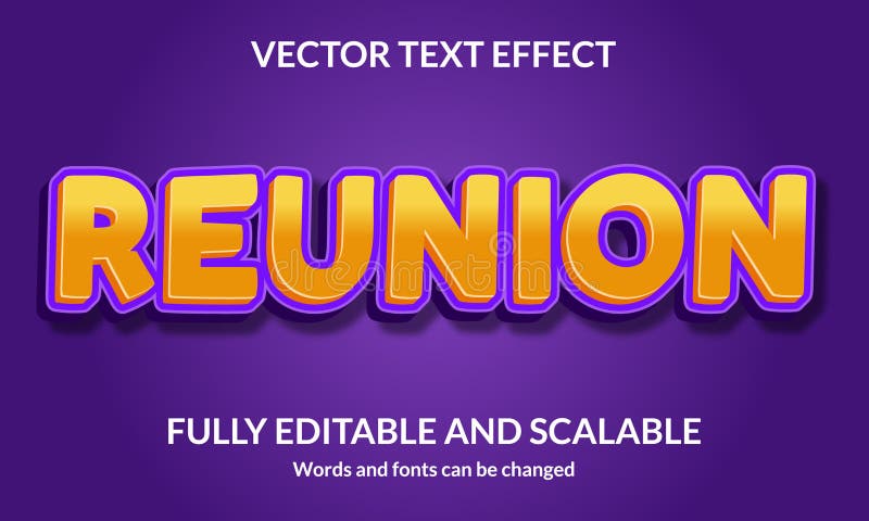Reunion Editable 3D Text Style Effect Stock Vector - Illustration of ...