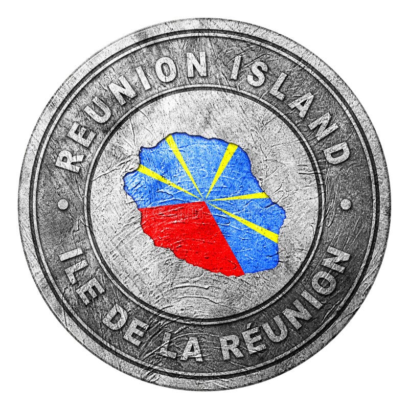 Reunion Flag Button with Map Stock Illustration - Illustration of representation, continent ...
