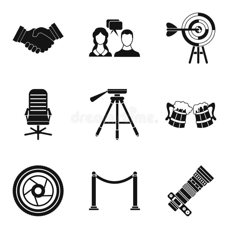 Reunion Icons Set, Simple Style Stock Vector - Illustration of icons ...