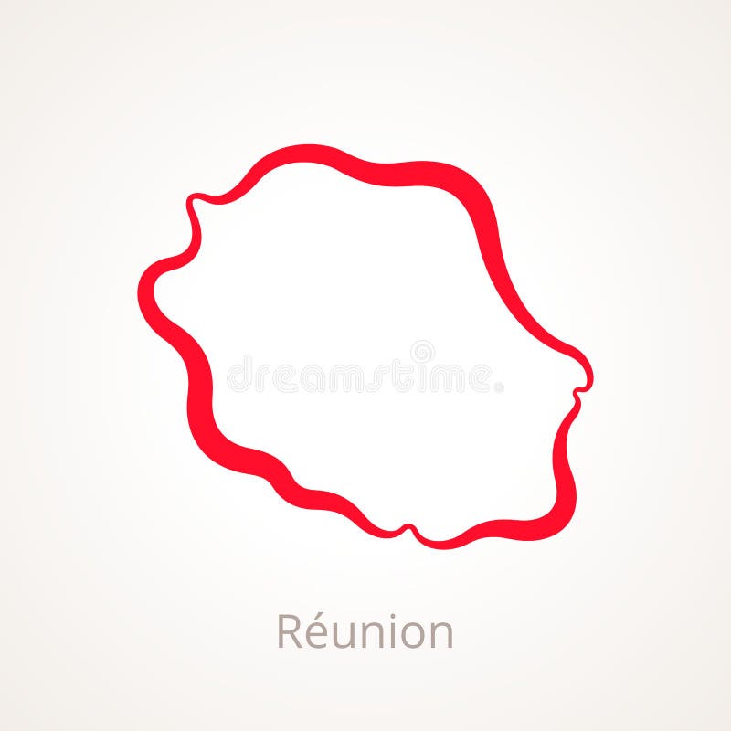 Outline Map of Reunion. Isolated Vector Illustration Stock Vector ...