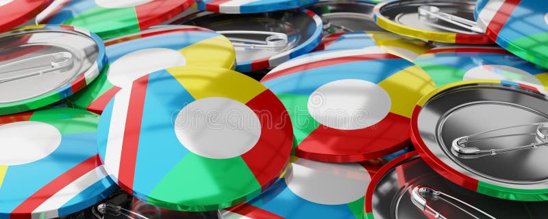 Reunion - Round Badges with Flag Stock Illustration - Illustration of ...