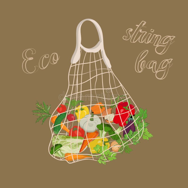 Reusable Bag, String Bag with Vegetables. Eco Products from the Store ...