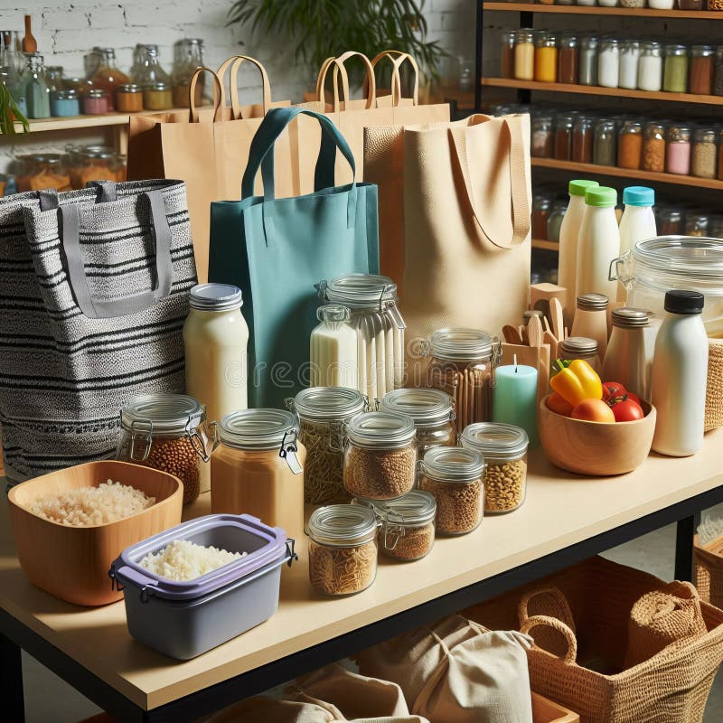 Reusable Bags Containers and Bulk Items at a Local Zero Waste St Stock ...