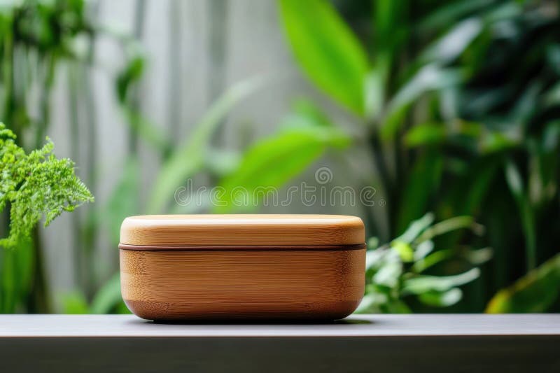 Bamboo Container Showcased Outdoors with Natural Elements in Bright ...