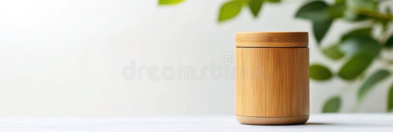 Reusable Bamboo Container with Snug Fitting Lid Showcased in Natural ...