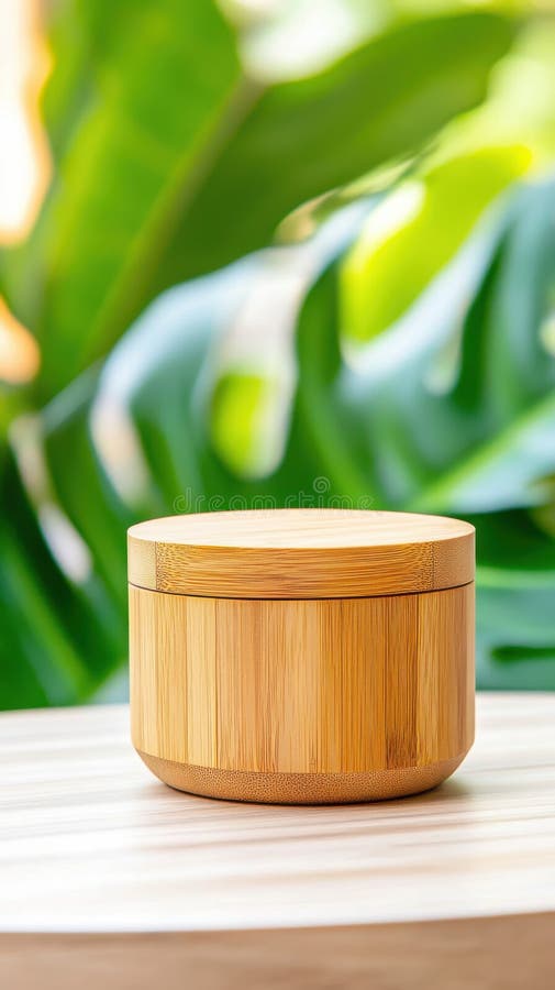 Reusable Bamboo Container with Snug Fitting Lid Styled in Natural ...