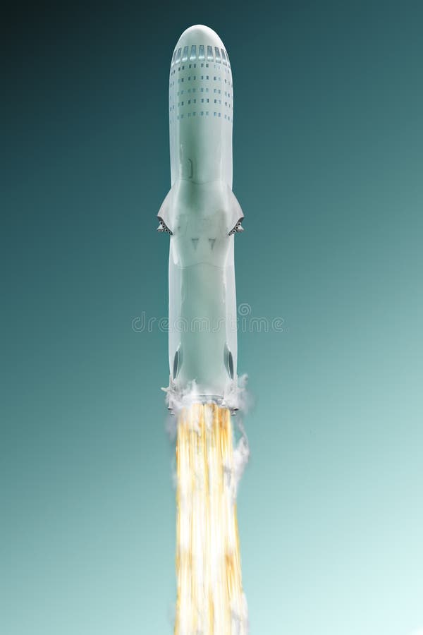 Reusable Big Rocket Flying Over Solid Background Stock Image - Image of ...
