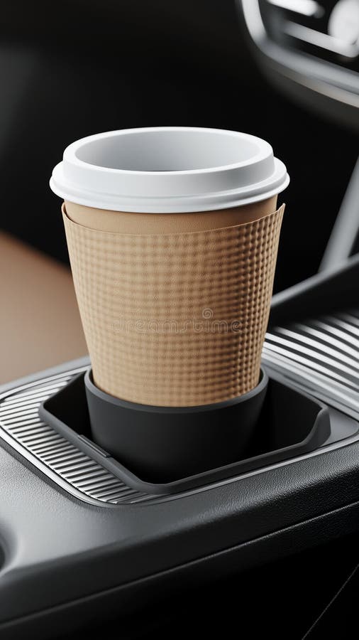 Reusable Coffee Cup in Car Cup Holder during a Morning Commute Stock ...