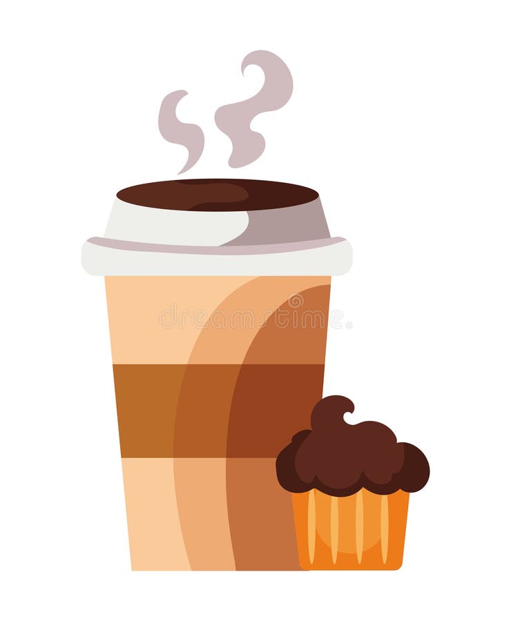 Reusable Coffee Cup with Cupcake Stock Vector - Illustration of ...