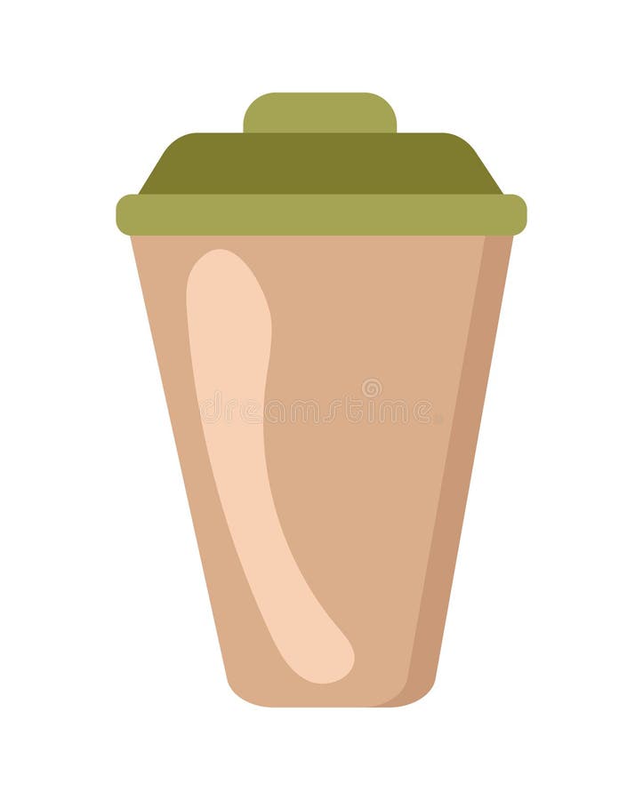Reusable Coffee Cup with Green Cap Stock Vector - Illustration of ...