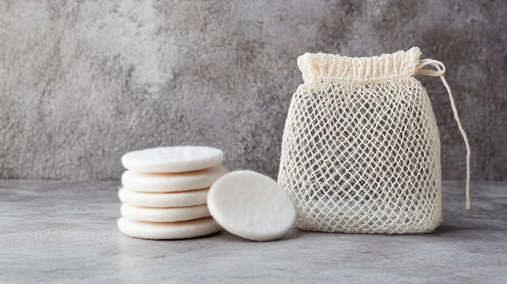 Reusable Cotton Rounds in Mesh Bag for Zero Waste Makeup Removal Stock ...
