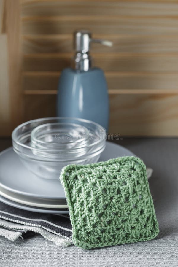 Reusable Crochet Hand Made Sponge for Dish Washing Stock Photo - Image ...