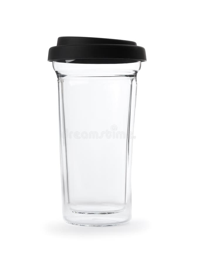 Reusable Glass Coffee Cup Isolated on White Stock Image - Image of ...
