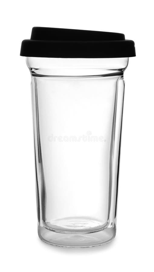 Reusable Glass Coffee Cup Isolated on White Stock Image - Image of ...