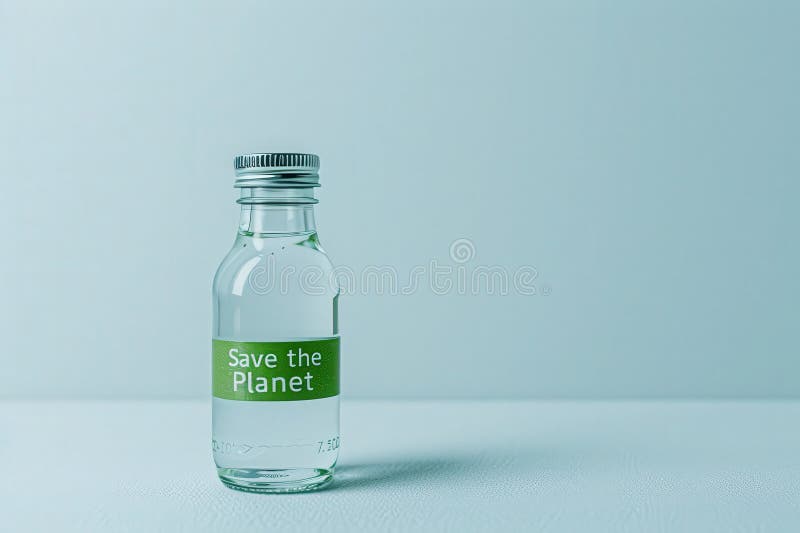 Reusable Water Bottle with Save the Planet Label Stock Illustration ...