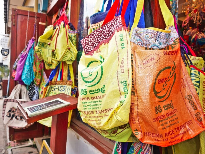 Reusable Grocery Bags Made from Rice Bags Editorial Image - Image of ...