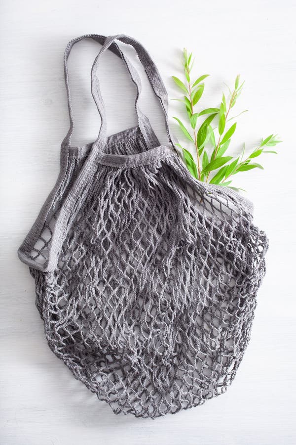 Reusable Mesh Cotton Shopping Bag, Plastic Free Zero Waste Concept ...