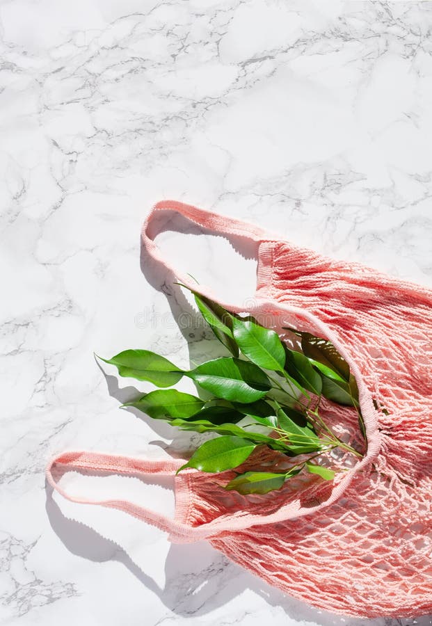 Reusable Mesh Cotton Shopping Bag, Plastic Free Zero Waste Concept ...