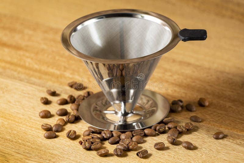 Reusable Metal Cone Slow Drip Coffee Filter Stock Image - Image of ...