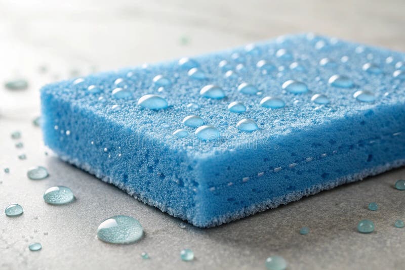 Reusable Microfiber Sponge with Water Droplets Stock Illustration ...