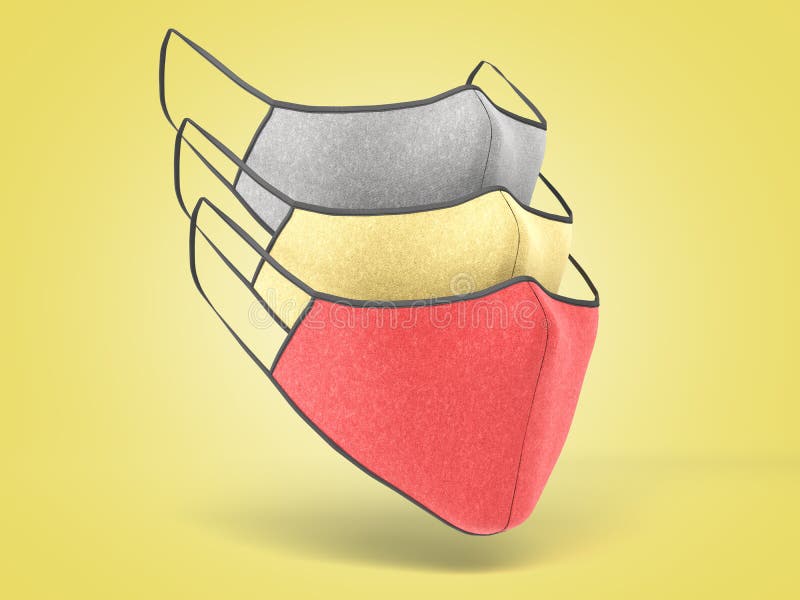 Reusable Multicolor Masks 3d Render Image on Color Background Stock ...