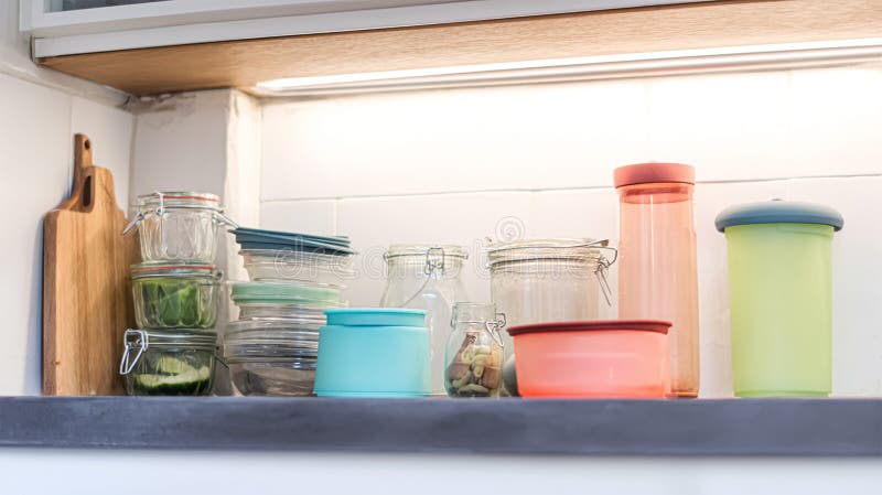 Reusable Plastic Container in the Larder Plastic and Glass Containers in the Kitchen on the ...