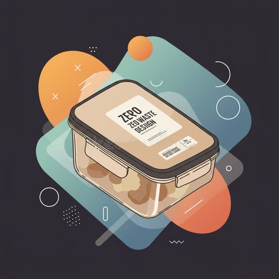 Reusable Rectangular Container Labeled "Zero Waste Design," Featuring a ...