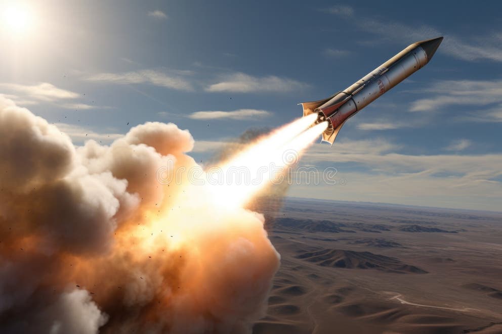 Reusable Rocket Booster Separation in Mid-air Stock Illustration ...