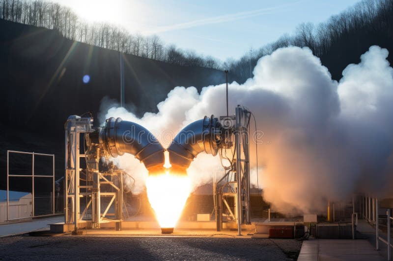 Reusable Rocket Engines Being Tested in Outdoor Facility Stock Photo ...