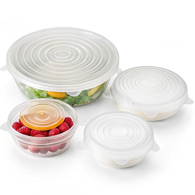 Reusable Silicone Dish Covers for Leftovers Stock Illustration ...