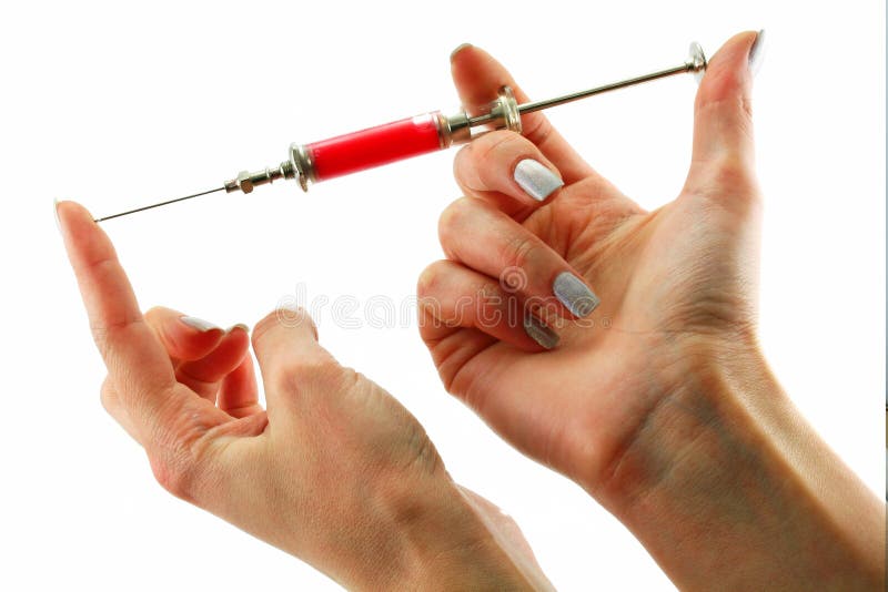 Reusable Syringe With Acid Substance In Hands Stock Image - Image of ...