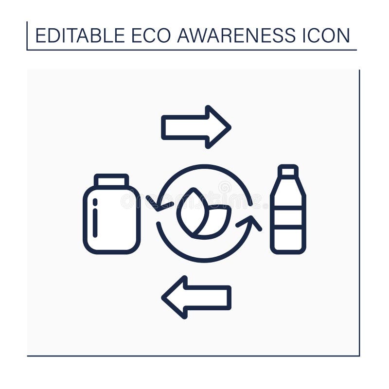 Reusable Tableware Line Icon Stock Vector - Illustration of earth ...