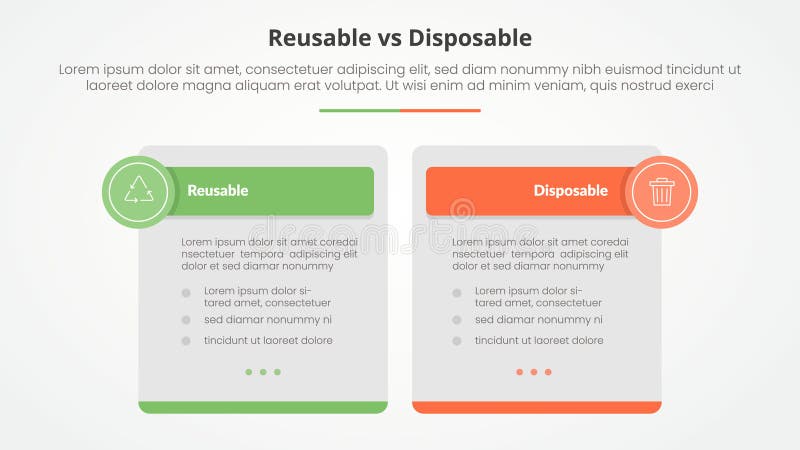 Reusable Vs Disposable Comparison Opposite Infographic Concept for ...