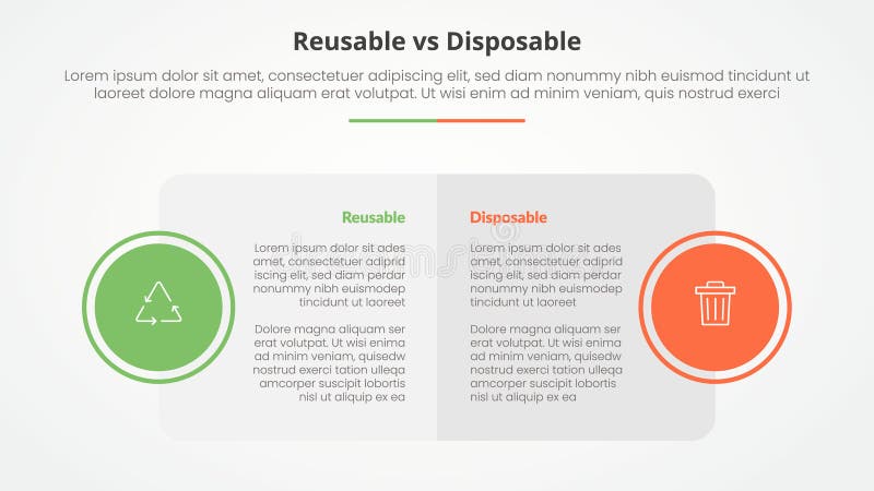Reusable Vs Disposable Comparison Opposite Infographic Concept for ...