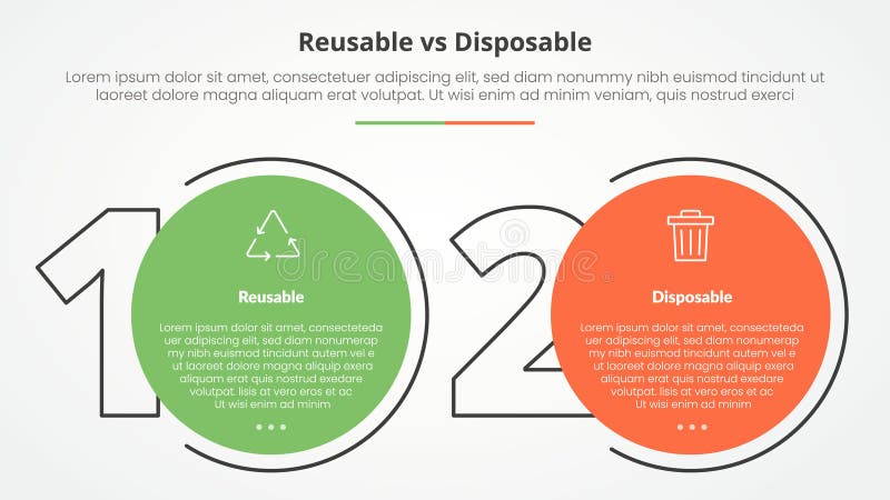 Reusable Vs Disposable Comparison Opposite Infographic Concept for ...