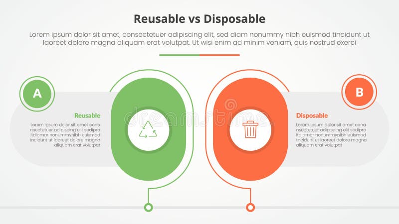 Reusable Vs Disposable Comparison Opposite Infographic Concept for ...