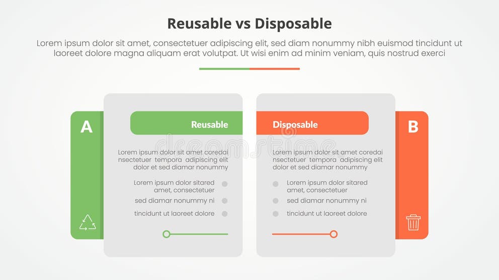 Reusable Vs Disposable Comparison Opposite Infographic Concept for ...