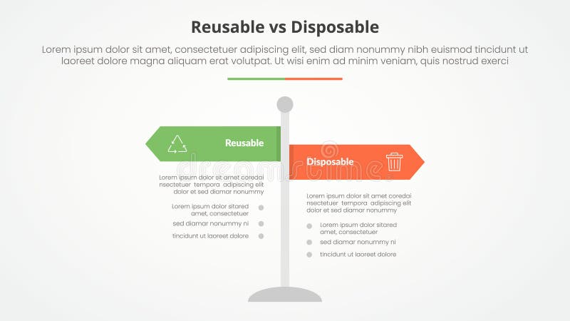 Reusable Vs Disposable Comparison Opposite Infographic Concept for ...