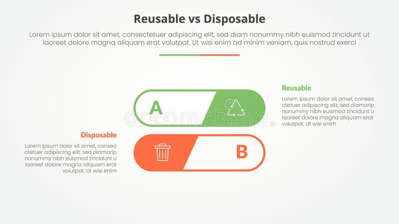Reusable Vs Disposable Comparison Opposite Infographic Concept for ...