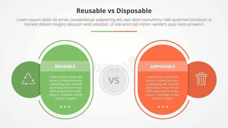 Reusable Vs Disposable Comparison Opposite Infographic Concept for ...