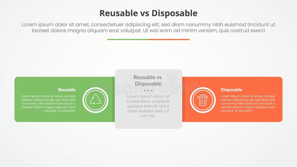 Reusable Vs Disposable Comparison Opposite Infographic Concept for ...